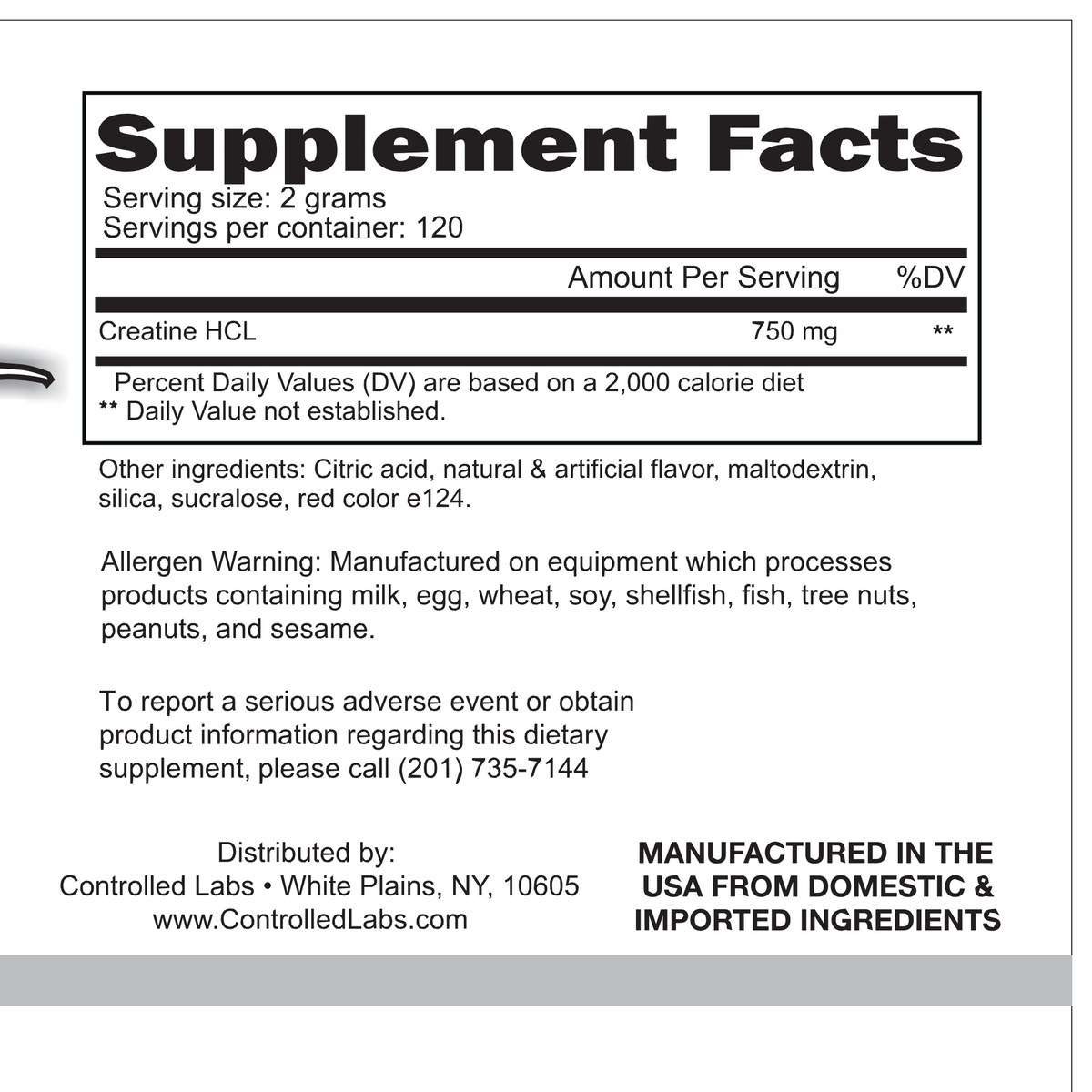 Creatine HCL – Controlled Labs
